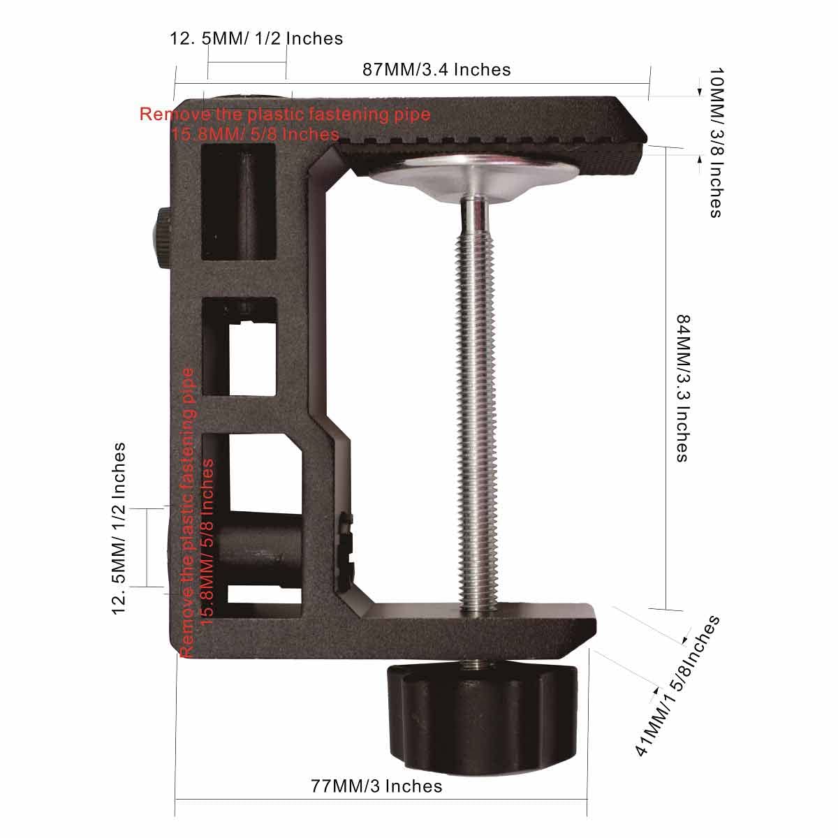 Replacement Heavy Duty C Clamp for 1/2” and 5/8” Hole Base Magnifying Lamp,Desk Lamp,Swing Arm Lamp,Phone I pad Mount,Tablet Mic Holder,Table Mount Clamp for Microphone Stand Mic Boom Arm (G2 BLACK)