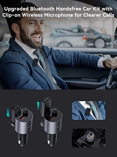 2022 Upgraded Bluetooth Transmitter for Car, Bluetooth 5.1 Car Adapter Car Kit with Dual Car Charger Support 38W PD+QC 3.0 Fast Charging, Noise Canceling Hands-Free Calls