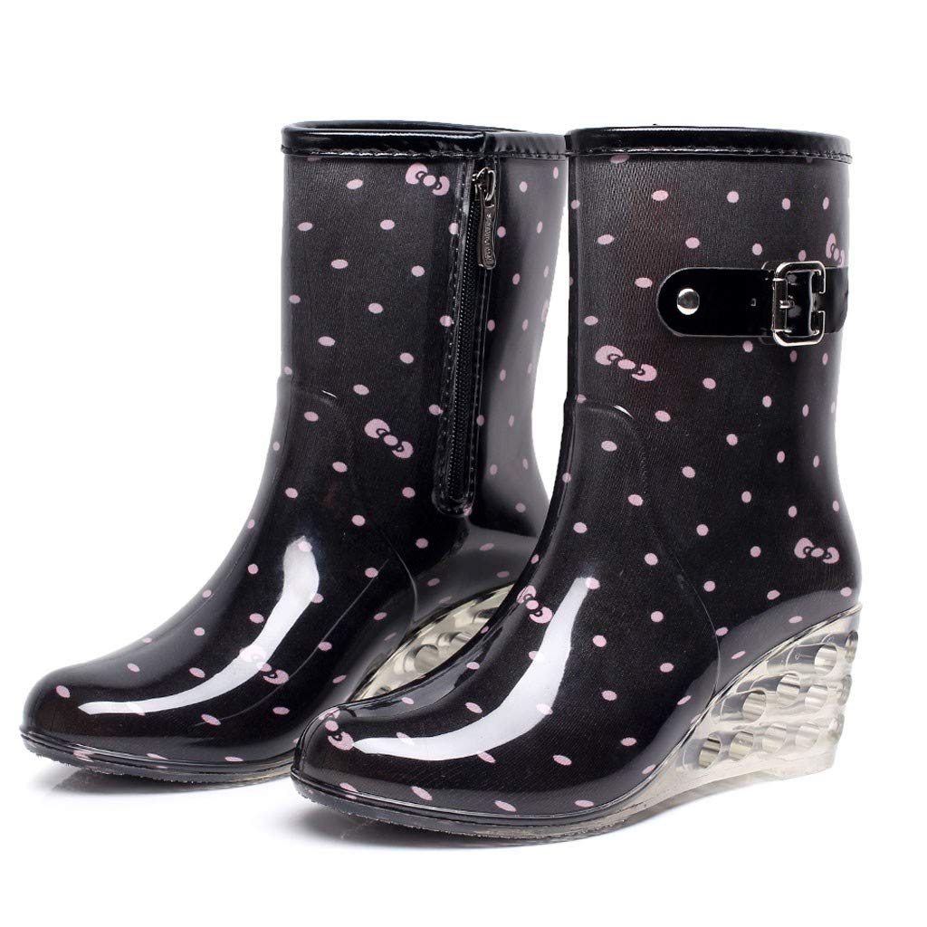 Goddessvan Punk Style Mid Snow Boots Women's Non-Slip Soft Rain Footwear Outdoor Transparent Wedge Rubber Water Shoes