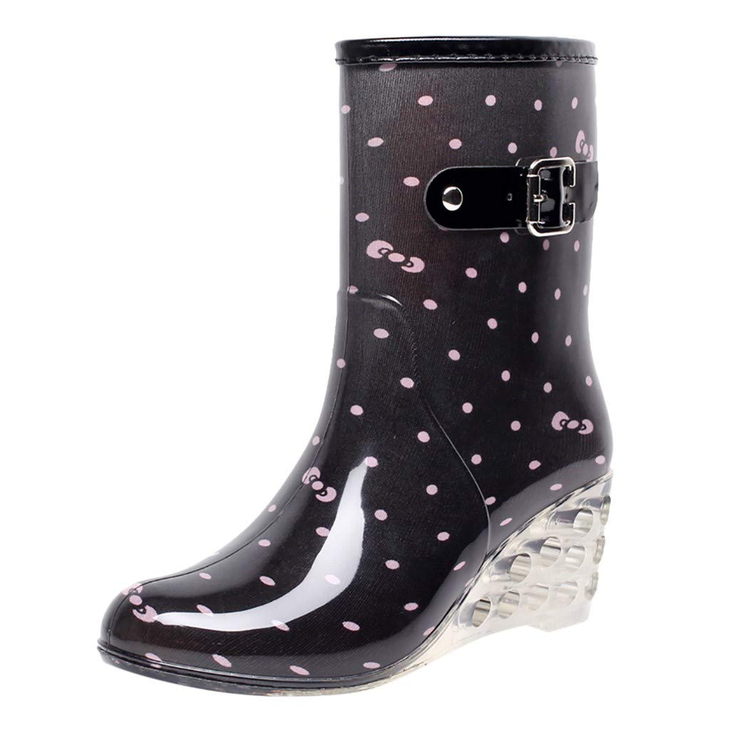 Goddessvan Punk Style Mid Snow Boots Women's Non-Slip Soft Rain Footwear Outdoor Transparent Wedge Rubber Water Shoes