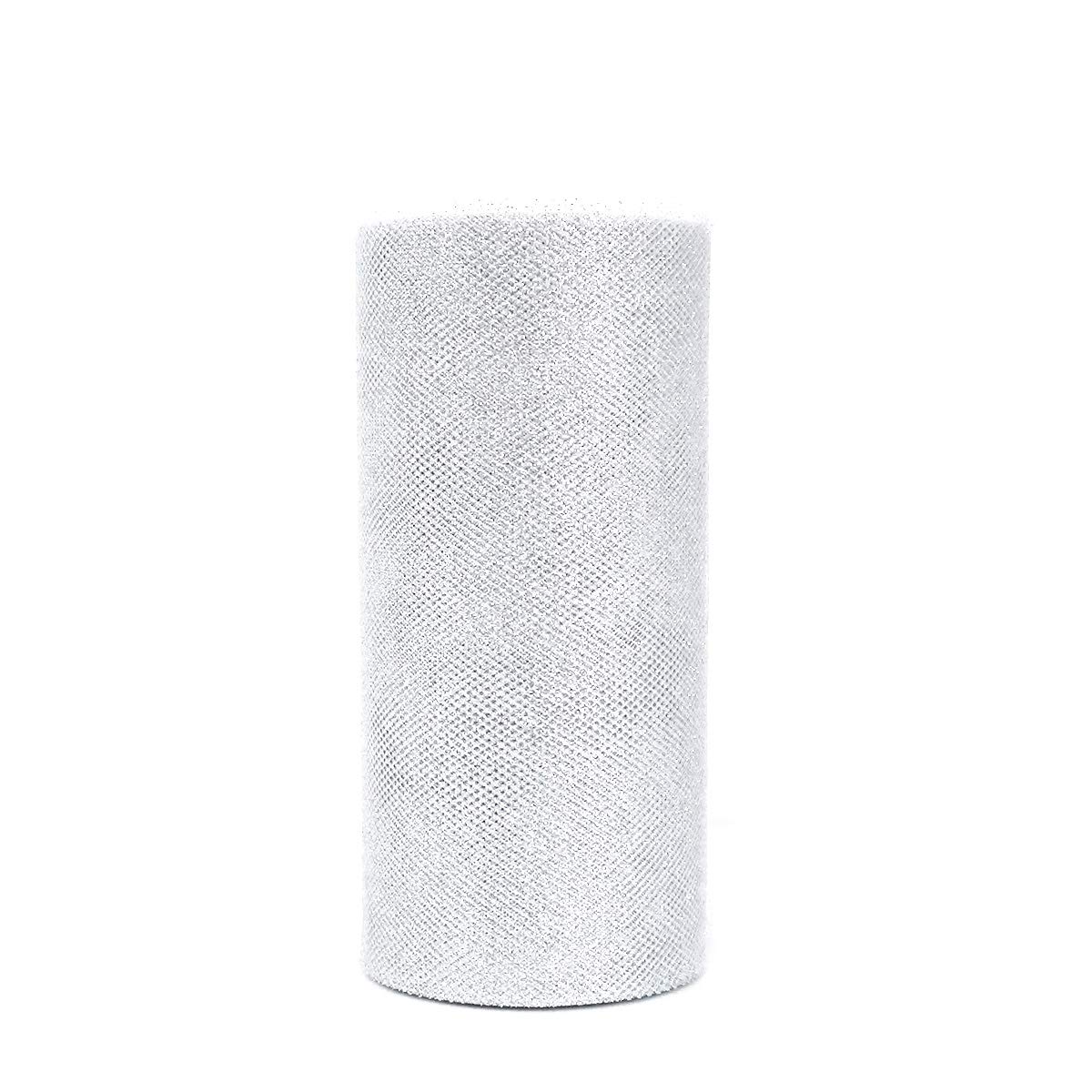 levylisa Glitter Silver Shimmer Tulle Roll 6" x 25 Yard- Silver Tulle Spool-Tulle Fabric-Tutu Tulle-Silver Wedding Tulle