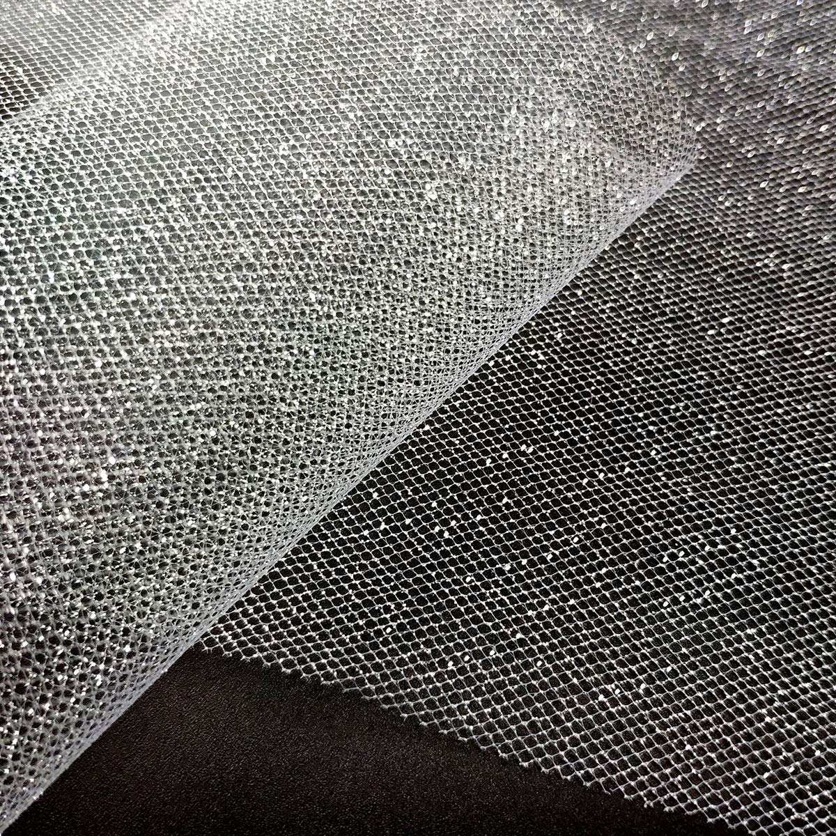 levylisa Glitter Silver Shimmer Tulle Roll 6" x 25 Yard- Silver Tulle Spool-Tulle Fabric-Tutu Tulle-Silver Wedding Tulle