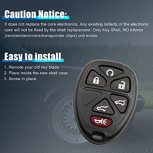 uxcell OUC60270 6 Buttons Key Fob Remote Control Case Shell Replacement for Chevrolet Tahoe Suburban 1500 2007-2014
