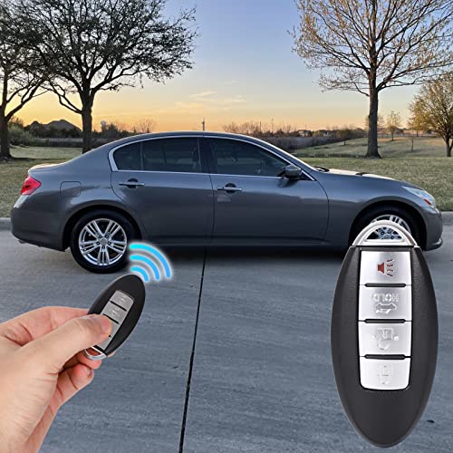 Smart Key Fob Blade Replacement Fit for Nissan Murano Maxima GT-R Altima Infiniti G37 FX50 FX35 G25 G35 2007 2008 2009 2010 2011 2012 2013 2014, #KR55WK48903 KR55WK49622, 4 Button Set 1