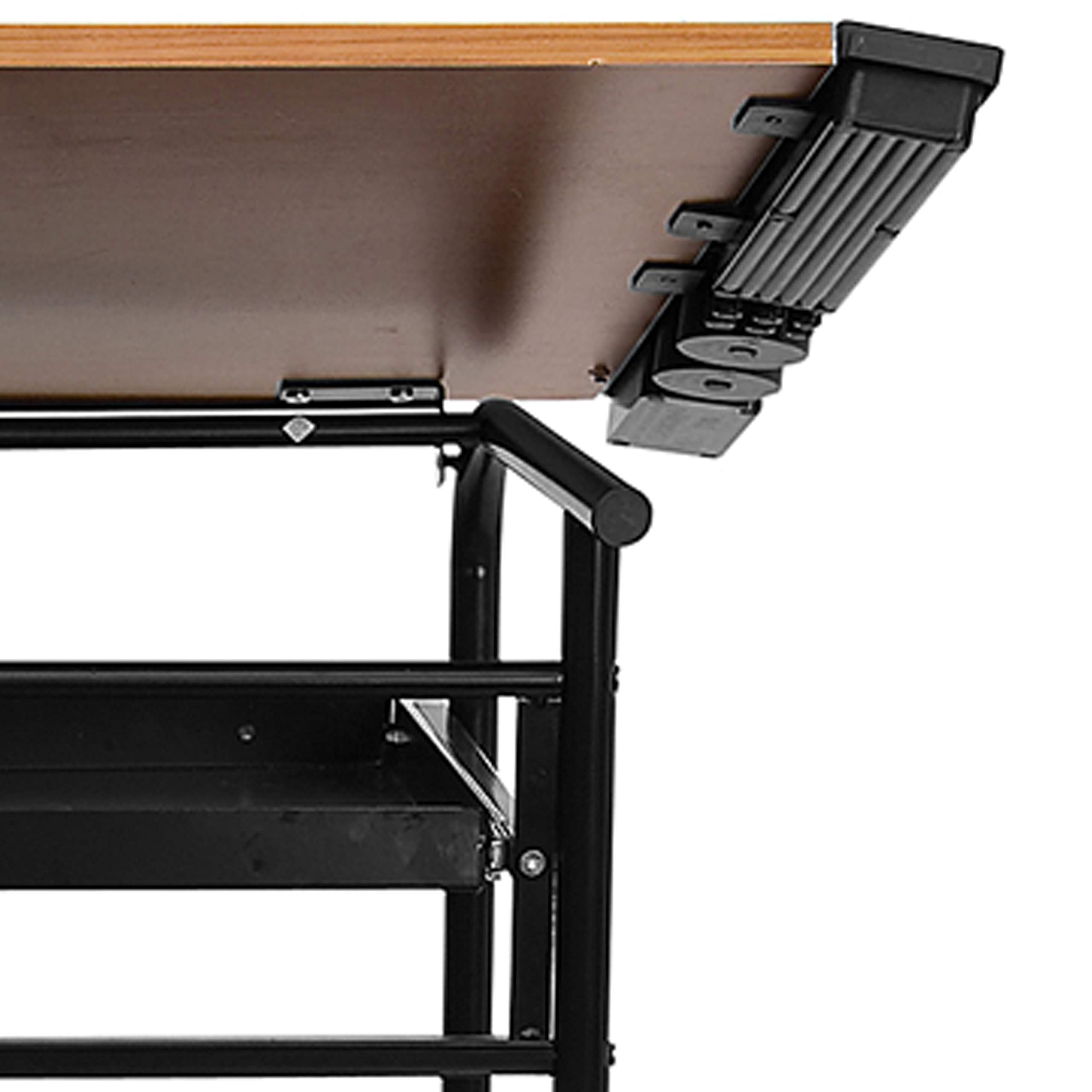 BizChair Adjustable Drawing and Drafting Table with Dual Wheel Casters