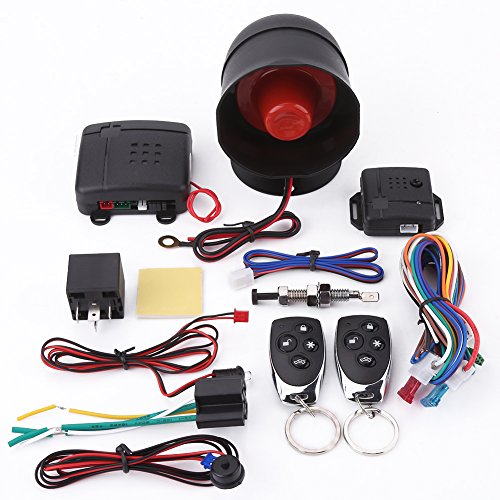 Car Alarm Security System, Universal Anti-Theft Device Car Alarm Security Protection System Car Keyless Entry System with 2 Remote Controls Car Horn Siren Alarm, DC12V ±3V