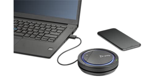 Poly Calisto 5300 Personal Bluetooth Speakerphone (Plantronics) - Connect to PC/Mac via USB-A and Cell Phone via Bluetooth - Works with Teams (Certified), Zoom, and More
