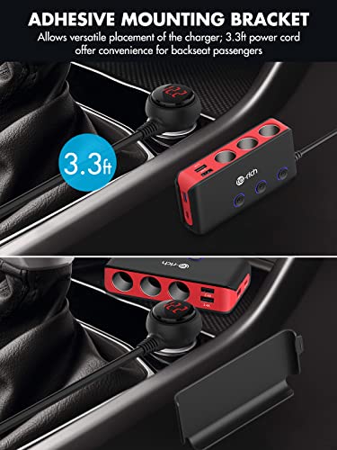 Cigarette Lighter Adapter, 3 Socket Cigarette Lighter Splitter, Fast Car Charger Adapter with 20W USB C PD & 18W QC 3.0 (5V/10.4 A), 12V Multi Port Outlet Extension for GPS/Dash Cam/Radar Detector
