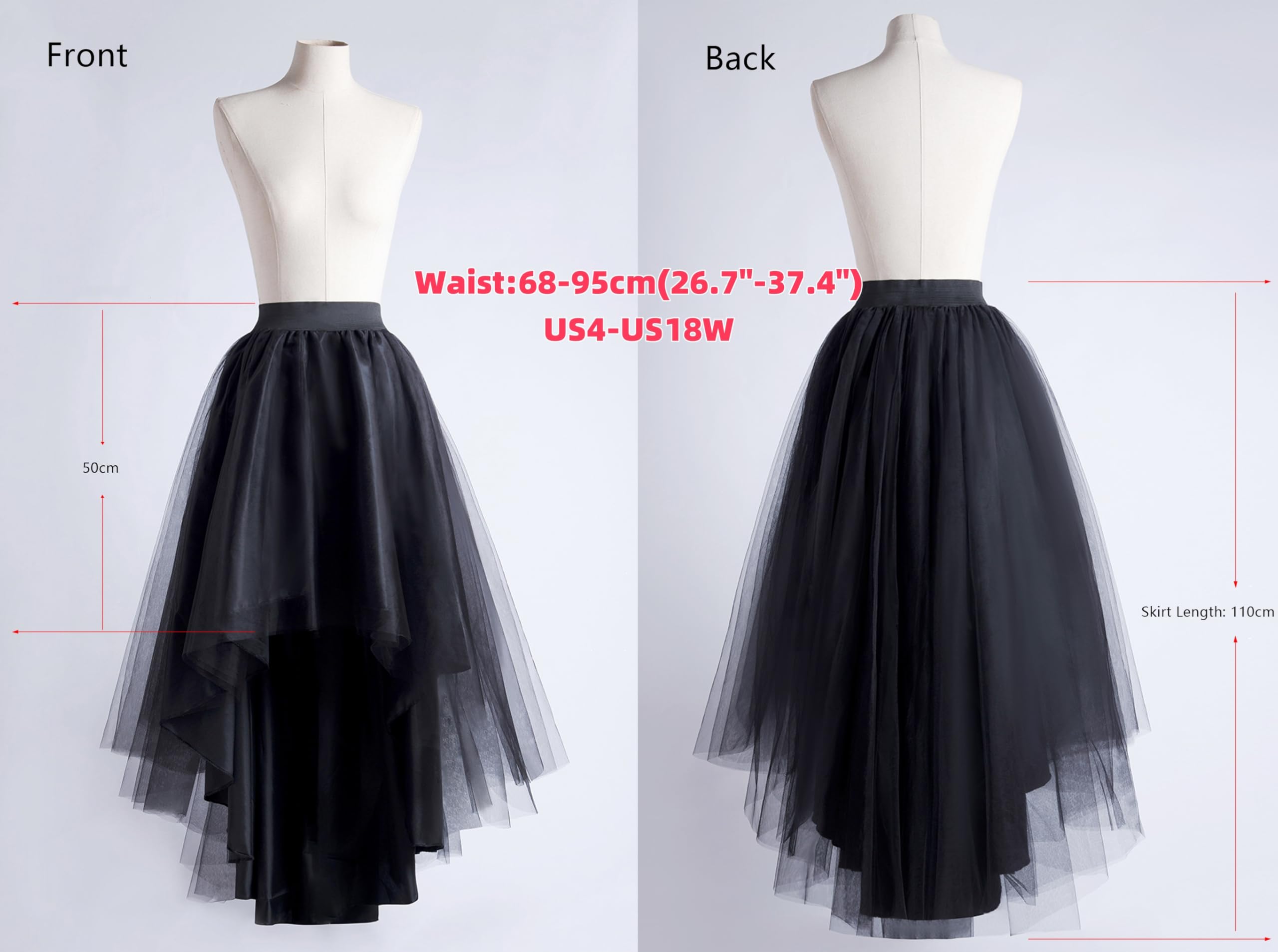 High Low Tulle Skirt Lace up Wedding Party Prom Cocktail Mesh Long Tulle Skirt for Women Pink