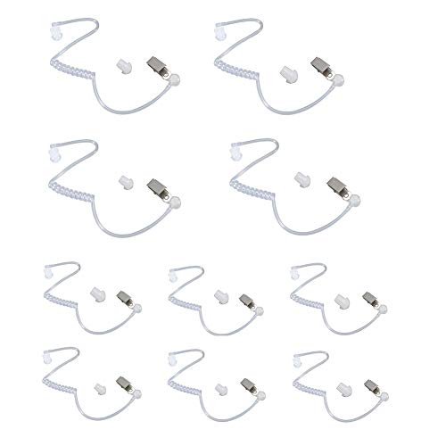 Replacement Acoustic Coil Tube with Clip for Walkie Talkie Earpieces of Baofeng Retevis Midland Kenwood Luiton Two Way Radios Headset (10 Tubes)