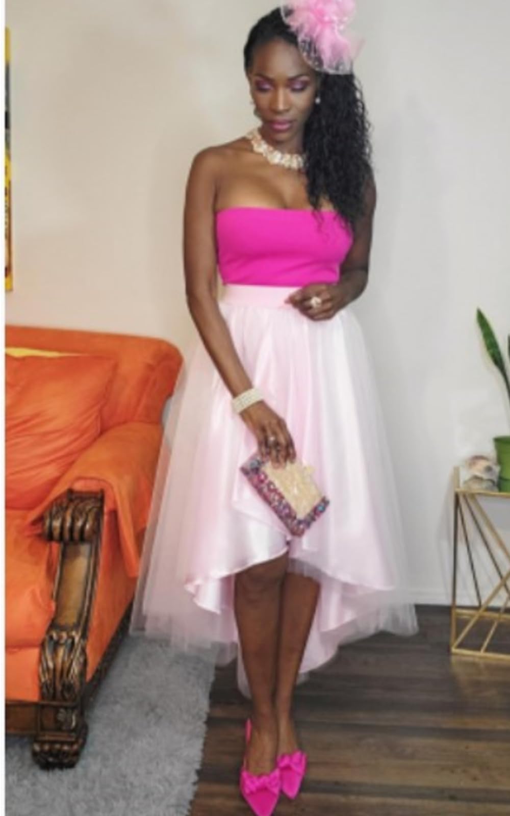 High Low Tulle Skirt Lace up Wedding Party Prom Cocktail Mesh Long Tulle Skirt for Women Pink