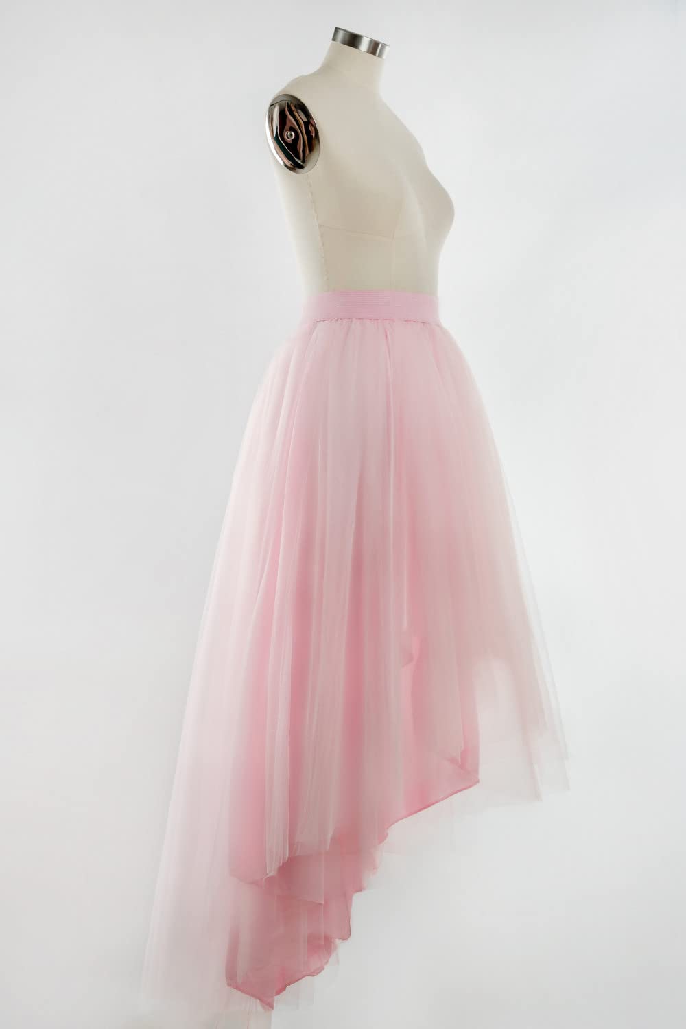 High Low Tulle Skirt Lace up Wedding Party Prom Cocktail Mesh Long Tulle Skirt for Women Pink