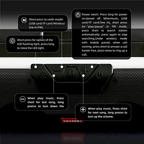 Portable Bluetooth Speakers with Light, Wireless Bluetooth Speaker,Wireless Bluetooth Speakers V5.1USB Card, Micro SD Card and FM Radio, Bluetooth for Outdoor, Indoor, Travel, Beach, Camping. (Black)
