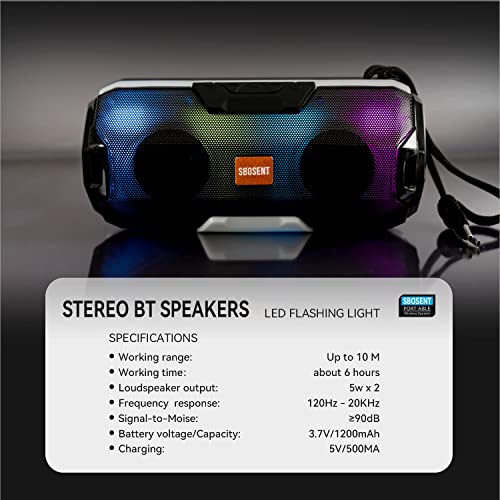 Portable Bluetooth Speakers with Light, Wireless Bluetooth Speaker,Wireless Bluetooth Speakers V5.1USB Card, Micro SD Card and FM Radio, Bluetooth for Outdoor, Indoor, Travel, Beach, Camping. (Black)