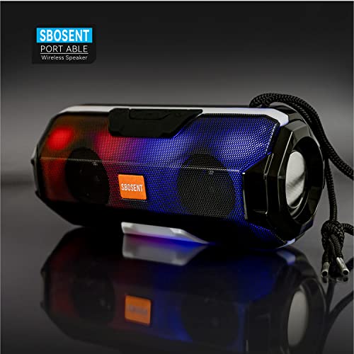 Portable Bluetooth Speakers with Light, Wireless Bluetooth Speaker,Wireless Bluetooth Speakers V5.1USB Card, Micro SD Card and FM Radio, Bluetooth for Outdoor, Indoor, Travel, Beach, Camping. (Black)
