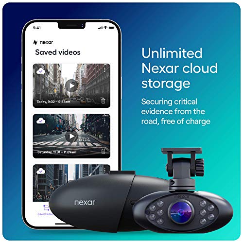 Nexar Pro Dual Dash Cam - HD Front Dash Cam and Interior Car Security Camera - Nexar Dash Cam Front and Cabin - Dual Dash Cam Parking Mode and WiFi - Dash Cams for Cars - Dash Cam for Truckers 64GB