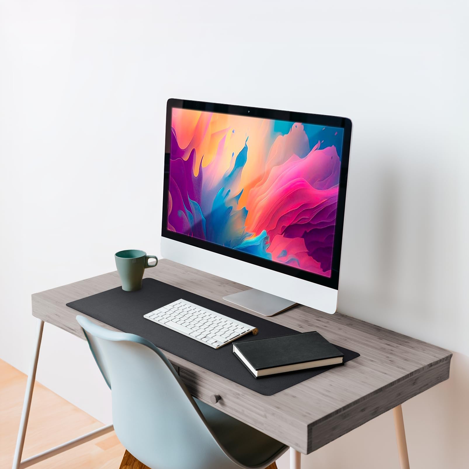 Vine Creations Leather Desk Mat Large 44" x 22", Desk Protector Mat, PU Leather Desk Pad, Large Mouse Pad, Desk Blotter, Desk Pads on Top of Desks, Desk Matt for Desktop, Office Desk Mat (Black)