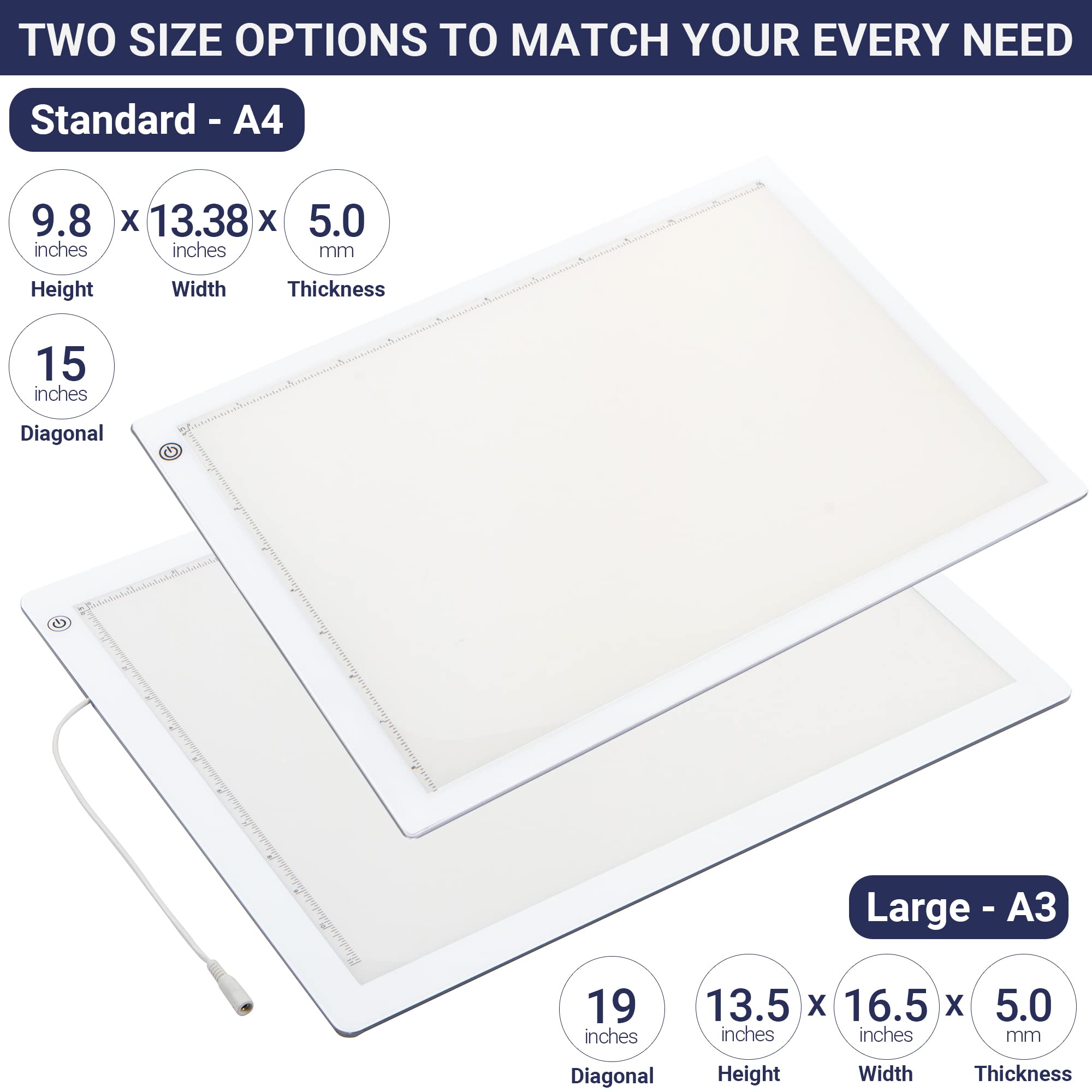 LED Tracing Light Box, Ultra-Thin Light Pad with Adjustable Brightness, Includes USB Cable, Adapter, Tracing Paper, and Clip. Portable Drawing Pad and LED Board for Sketching, Cricut Projects, Art