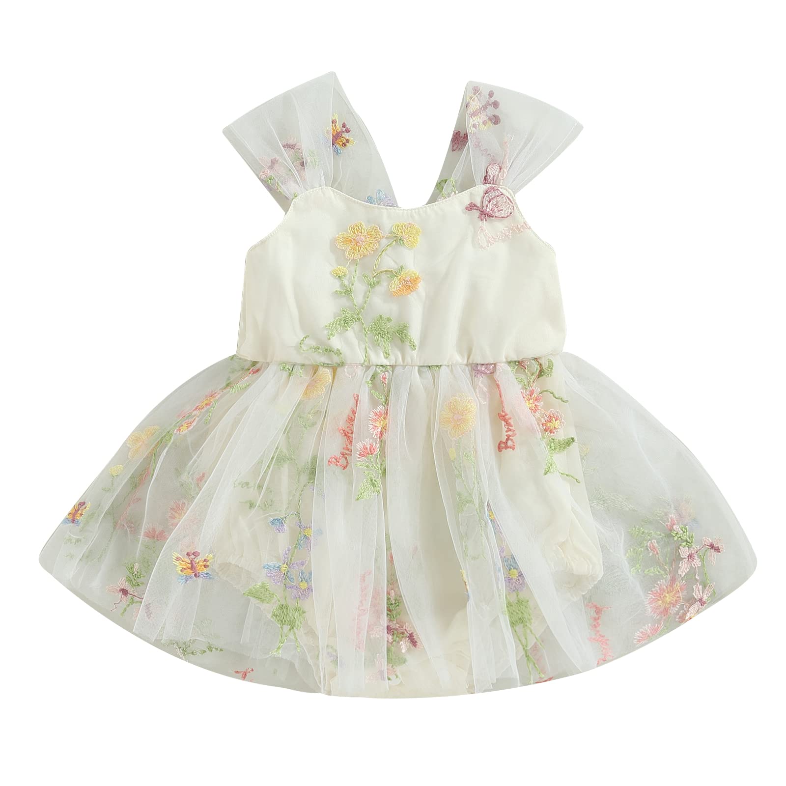 Infant Baby Girls Romper Dress 3 6 9 12 18 Months Onesie Summer Clothes Ruched Jumpsuits Hem Bodysuits Headband (T-Creamy Yellow, 12-18 Months)