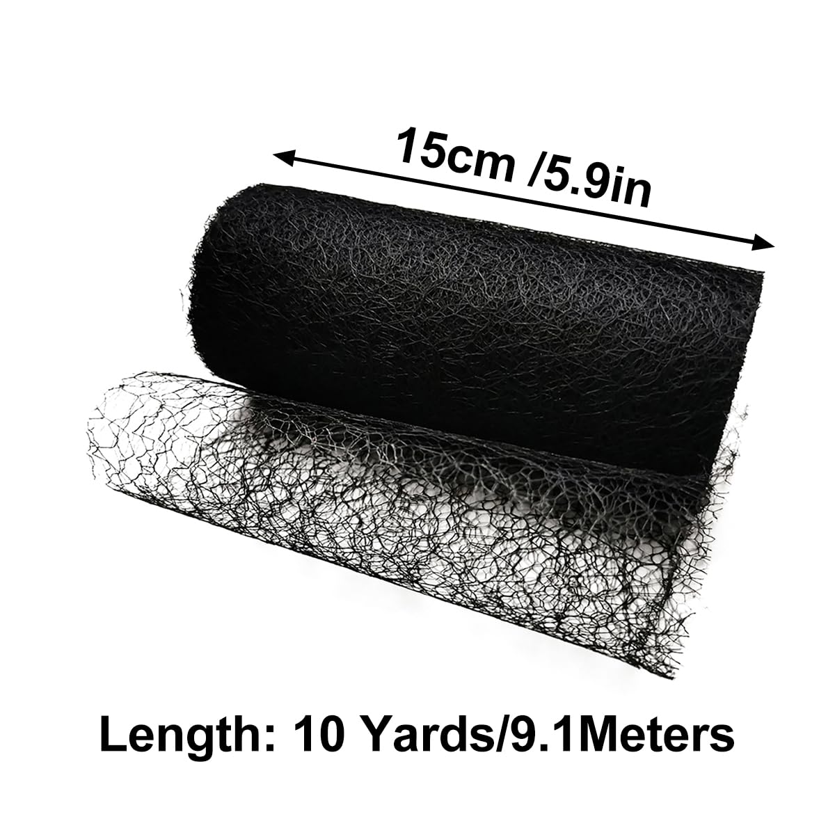 Queenbox 6"x10 Yards Openwork Tulle Ribbon, Irregular Spider Web Mesh Hollow Gauze Roll Hole Lace Net Thin Fabric for DIY Art Craft, Black