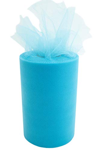 Tulle Fabric Roll | 6” by 100 Yards | Polyester Spool for Crafts Decorations Tutu Weddings Costumes Skirts Parties Gift Bow and More – by Craft Forge (Turquoise)