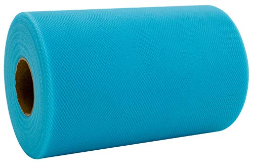 Tulle Fabric Roll | 6” by 100 Yards | Polyester Spool for Crafts Decorations Tutu Weddings Costumes Skirts Parties Gift Bow and More – by Craft Forge (Turquoise)