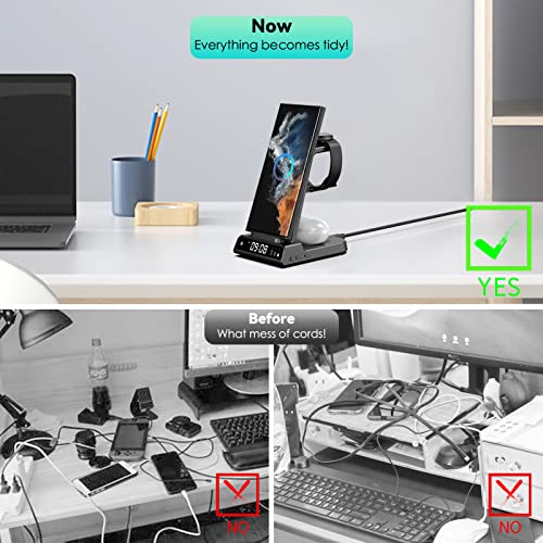 Aukvite for Samsung Wireless Charger, 3 in 1 Wireless Charging Station for Samsung S22 Ultra/Z Flip 4/Fold 4/S22+/S21/S20, Samsung Watch Charger for Galaxy Watch 5 Pro/4/3/Active 2, Galaxy Buds Pro 2