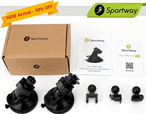Sportway S20 Suction Cup Dash Cam Mount Holder with 5+pcs Joints for Rove APEMAN CHORTAU Roav Nexar iiwey YI Z-Edge Old Shark KDLINKS Falcon Zero... Most Car Dash Cameras
