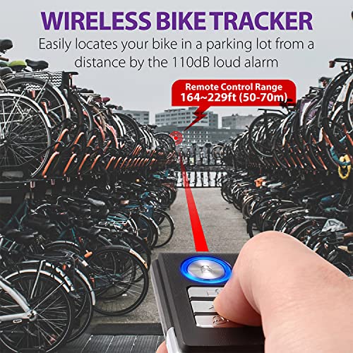 Fosmon USB-C Rechargeable Bike Alarm with Remote, IP55 Waterproof Wireless 110dB Loud Anti-Theft Vibration Motion Sensor Vehicle Tracker Alarm Security System for Bicycle, E-Bike, Motorcycle, Scooter