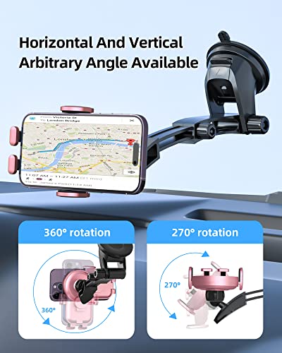 Wireless Car Charger with Suction Cup and Vent Clip,15W Fast Charging Kharly Car Phone Charger Holder,Smart Sensor Auto-Clamping Fashion Phone Holder Mount for Car for iPhone 14 Pro/13 Samsung etc