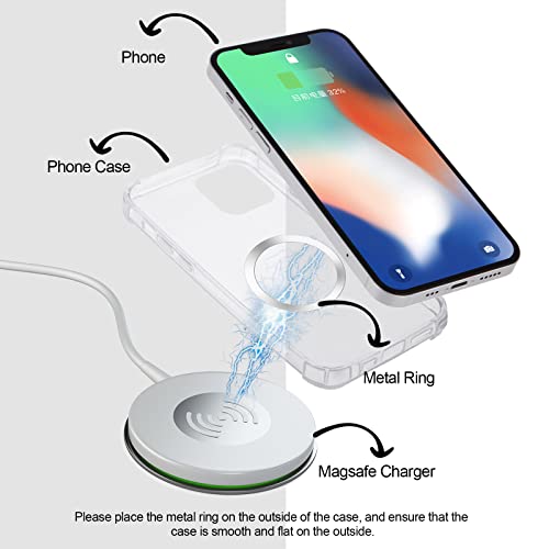Flutesan 8 Pcs Magnetic Universal Wireless Car Charger Case Ring Stickers Metal Materials Compatible with Magsafe Wireless Charger Magnet Sticker Compatible with iPhone 13 Series/12 Series Phone Case