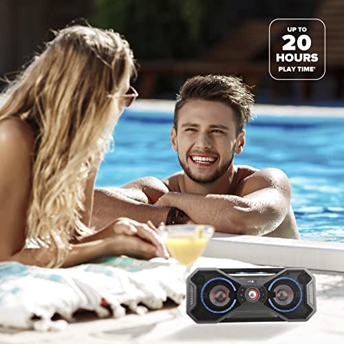 Altec Lansing Mix 2.0 - Waterproof Bluetooth Speaker with Strong Bass, Portable Speaker for Travel & Outdoor Use, 100 Foot Range & 20 Hour Playtime