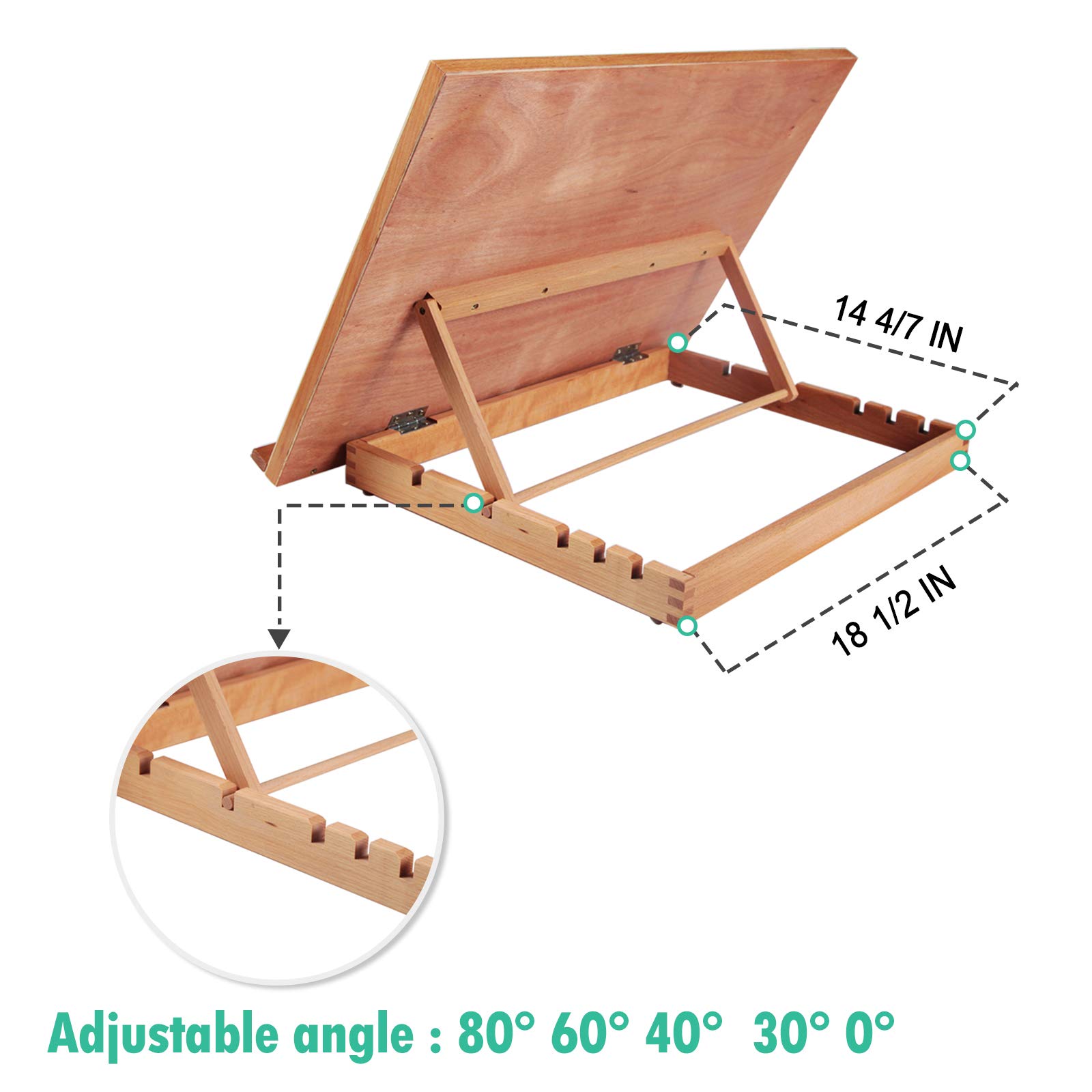 Falling in Art Large 5-Position Wood Drafting Table Easel Drawing and Sketching Board, 23 2/9 Inches by 16 1/2 Inches