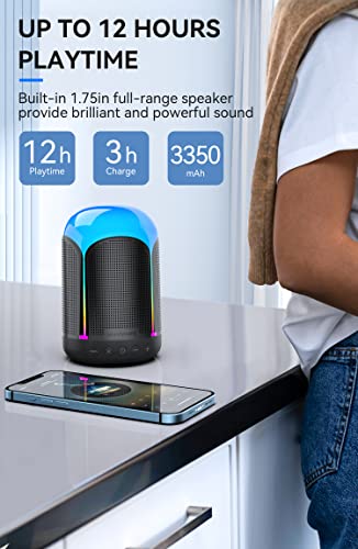 soundynamic Vibe Portable Bluetooth Speaker, Wireless Speaker with RGB LED Light, IPX7 Waterproof, TWS Pairing, Stereo Sound, Stronger Bass, APP Control, Bluetooth 5.0 for Party Beach Outdoor - Black