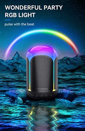 soundynamic Vibe Portable Bluetooth Speaker, Wireless Speaker with RGB LED Light, IPX7 Waterproof, TWS Pairing, Stereo Sound, Stronger Bass, APP Control, Bluetooth 5.0 for Party Beach Outdoor - Black