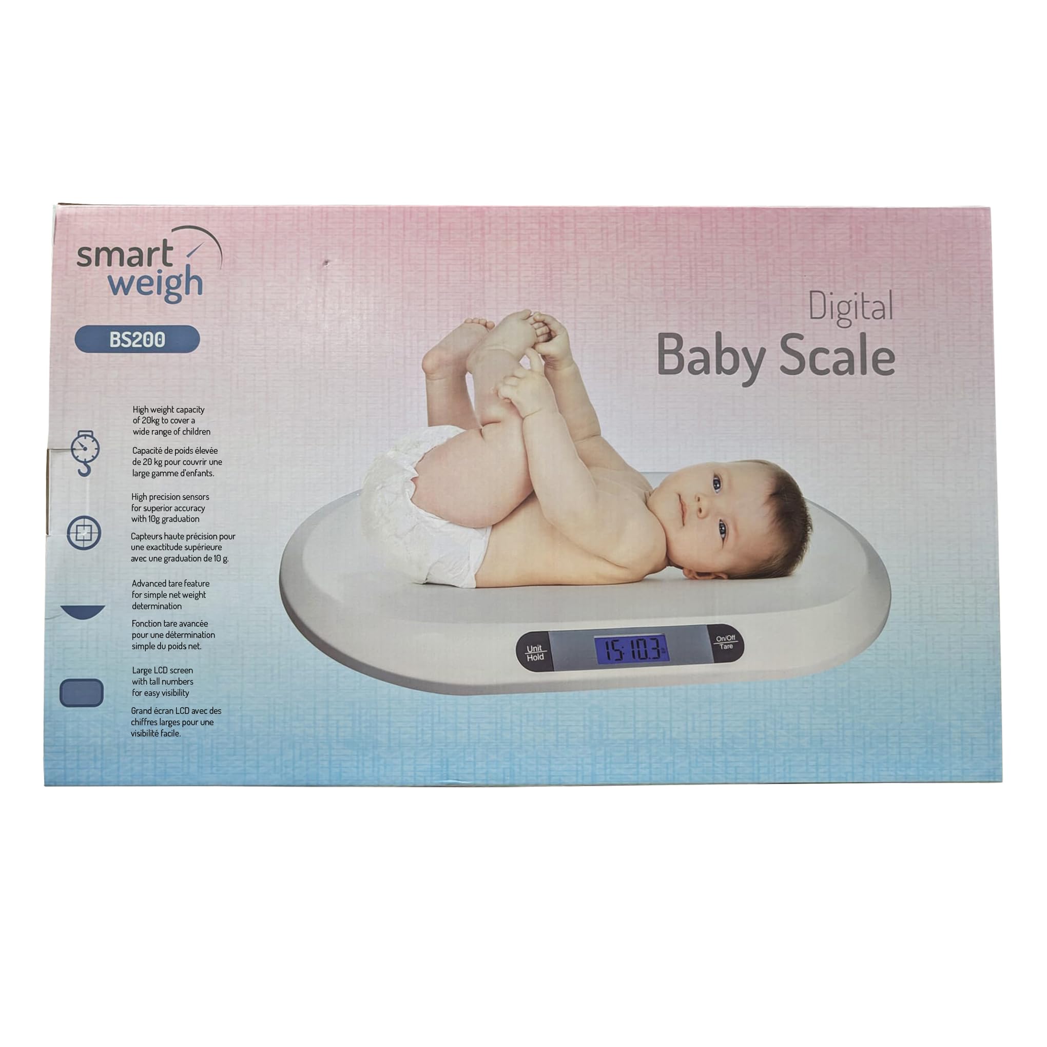 Smart Weigh Comfort Baby Scale, 44 Pound Capacity, 3 Weighing Modes, Accurate Digital Scale for Infants, Toddlers, and Babies