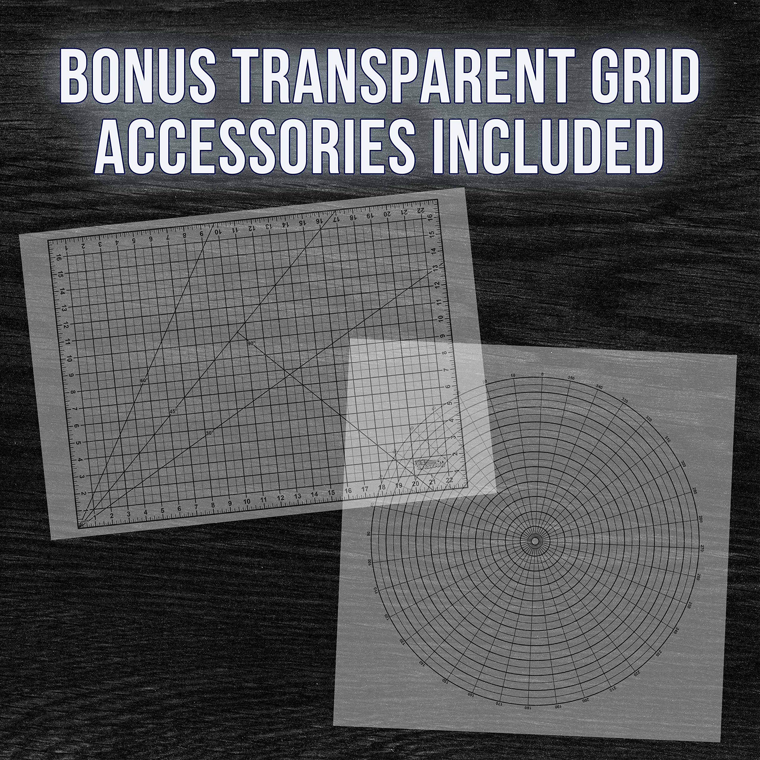 U.S. Art Supply Lightmaster 17"x24" (A2) LED Lightbox Board - 32.5" Diagonal, Ultra-Thin, Dimmable Light Pad - Measuring Grid & Protractor Included - 110V, Flicker-Free, Portable, 50,000 Hour LEDs