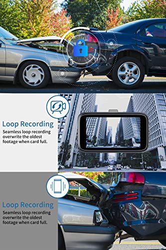 Dash Cam Front and Rear, Milerong 1080P FHD Dash Camera for Cars, 3" IPS Display Full HD170° Wide Angle Car Camera with Night Vision, G-Sensor, Loop Recording, Parking Monitor, Motion Detection, WDR