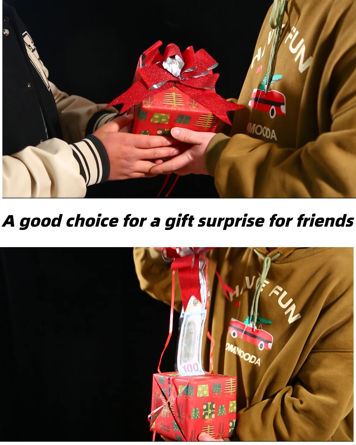 JSUPMKJ Money Box for Cash Gift Pull, Money Roll Gift Box, DIY Gift Box with Wrapping Paper, Money Pull Gift Box for Birthday/Christmas/Valentine's Day
