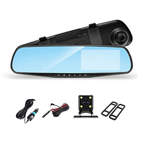 Besuso 4.3 Inch Car DVR Rearview Mirror Driving Video Recorder Lens Dash Camera 1080P IPS Front and Rear Camera Dash Cam