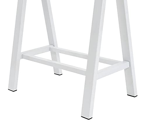 OSP Home Furnishings Middleton 47 Inch Desk with Clear Beveled Glass Top, White Base