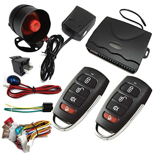 Car Horn Siren Alarm,Universal Car Alarm Security Protection System with 2 Remote Controls,7-Level Sensitivity,12v,Anti-Theft Device,No Thread Trimmin,Non-Destructive Installation (CW-12802B-8101)