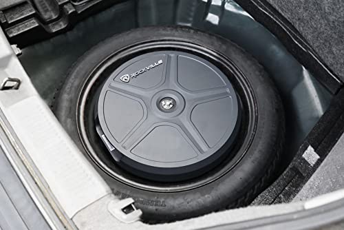 Rockville RockGhost V2 Powered 11" 800w Car Subwoofer Fits Inside Spare Tire,Black