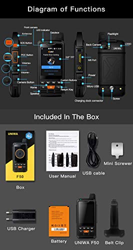 UNIWA Alps F50 Zello PTT Walkie Talkie 2.8 inches Touch Screen Quad Core MTK6735 1GB+8GB 4000mAh 4G LTE Android 6.0 Rugged Smartphone