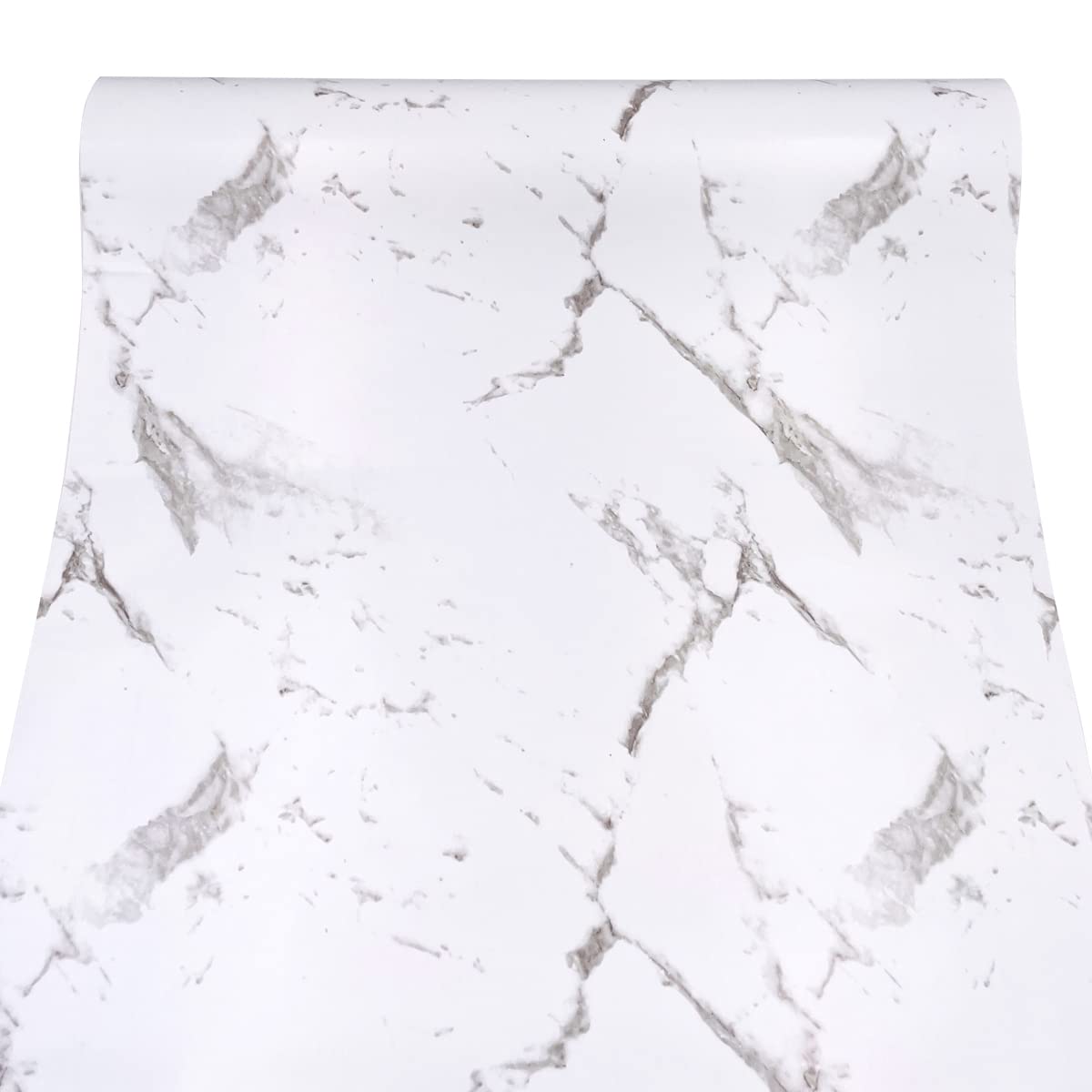 Yifasy White Marble Pattern Shelf and Drawer Liner Peel-Stick Kitchen Storage Sideboard Lining Paper 17.7x118 Inch Renew Buffet Table