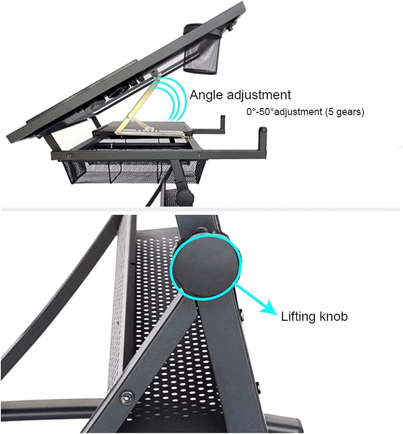 XiVue Adjustable Glass Drafting Table,Versatile Art Study Table,with Storage Drawers,Art Studio Design Sketching Painting Work Station