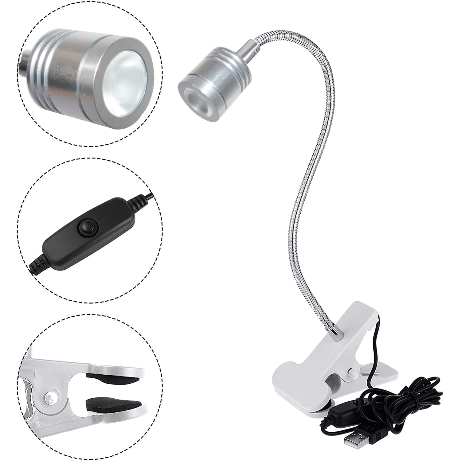395nm 3W UV LED Light with UV Protection Gloves, Flexible Gooseneck Lamp, 5V USB Input UV LED Lamp Nail Lamp for Gel Nails and Ultraviolet Curing(Silver)…
