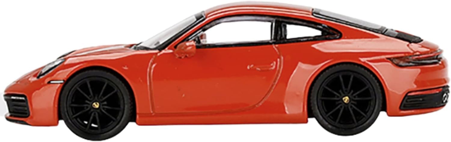 True Scale Miniatures Model Car Compatible with Porsche 911 (992) Carrera 4S Lava Orange Limited Edition 1/64 Diecast Model Car MGT00371