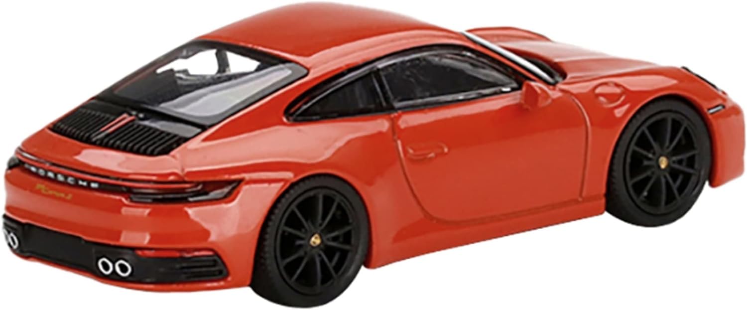 True Scale Miniatures Model Car Compatible with Porsche 911 (992) Carrera 4S Lava Orange Limited Edition 1/64 Diecast Model Car MGT00371