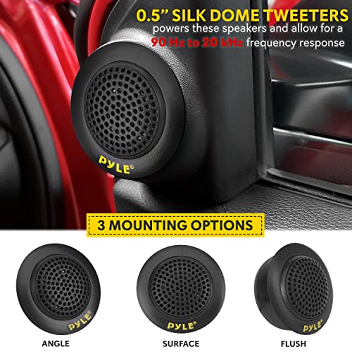 Pyle 2Way Custom Component Speaker System 6.5β 400 Watt Component with Electroplated Plastic Basket, Butyl Rubber Surround & 40 Oz Magnet Structure Wire Installation Hardware Set Included Pyle PLG6C,Yellow